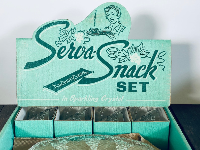 Vintage Anchor Hocking Glass Crystal Serva-snack Set in | Etsy