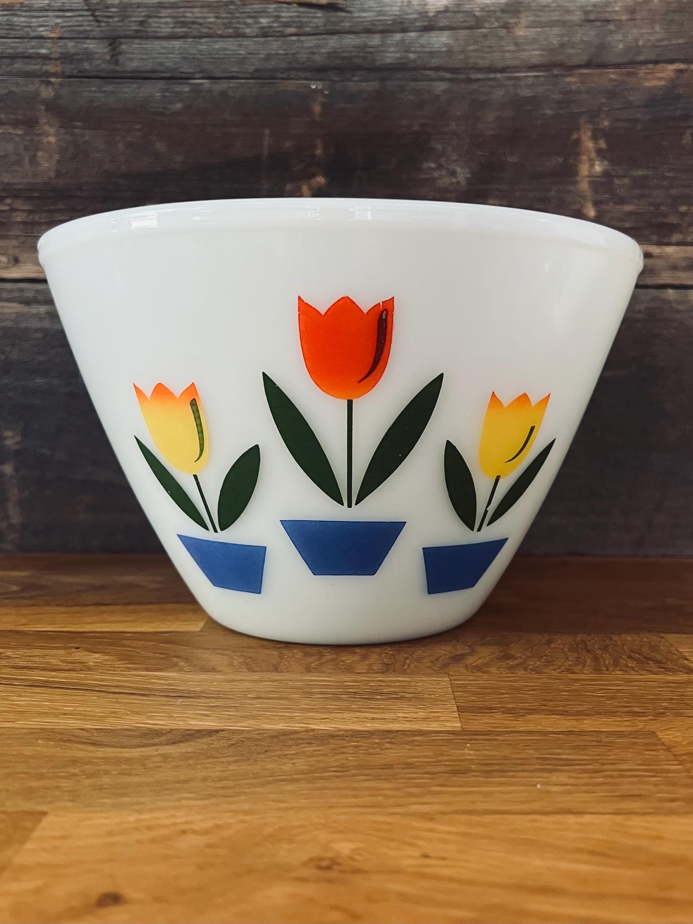 Fire-king Tulip Mixing Bowls, Splash-proof 4-pc Set | 1940s–50s MCM ...