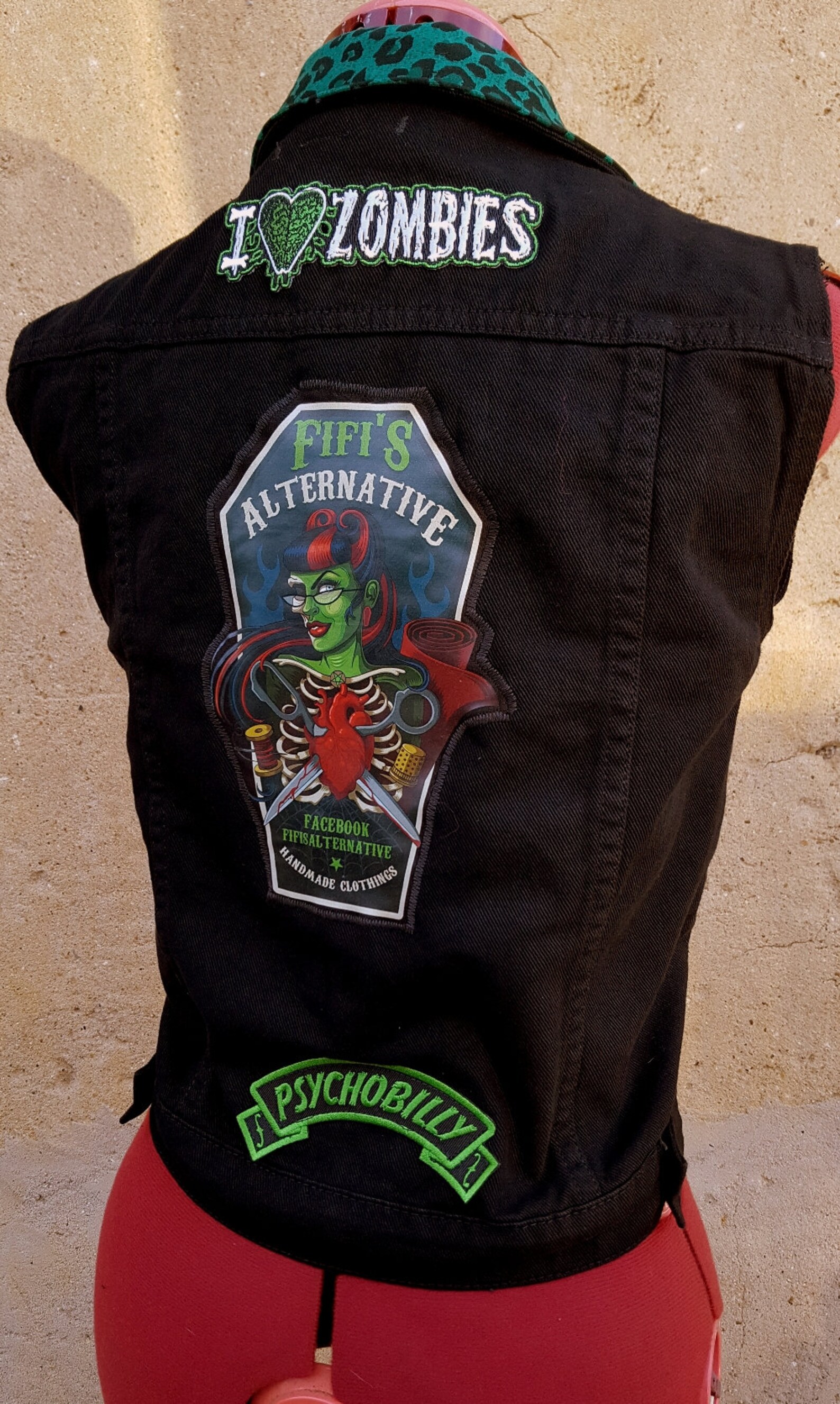 Jacket Psychobilly Punk Zombie Monster Frankenstein Zébré Leopard Skull ...