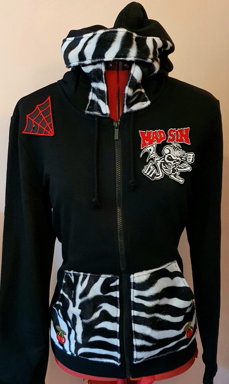 Hoody Zip Veste Psychobilly Rockabilly Punk Cherry Skull Horror Zombie ...