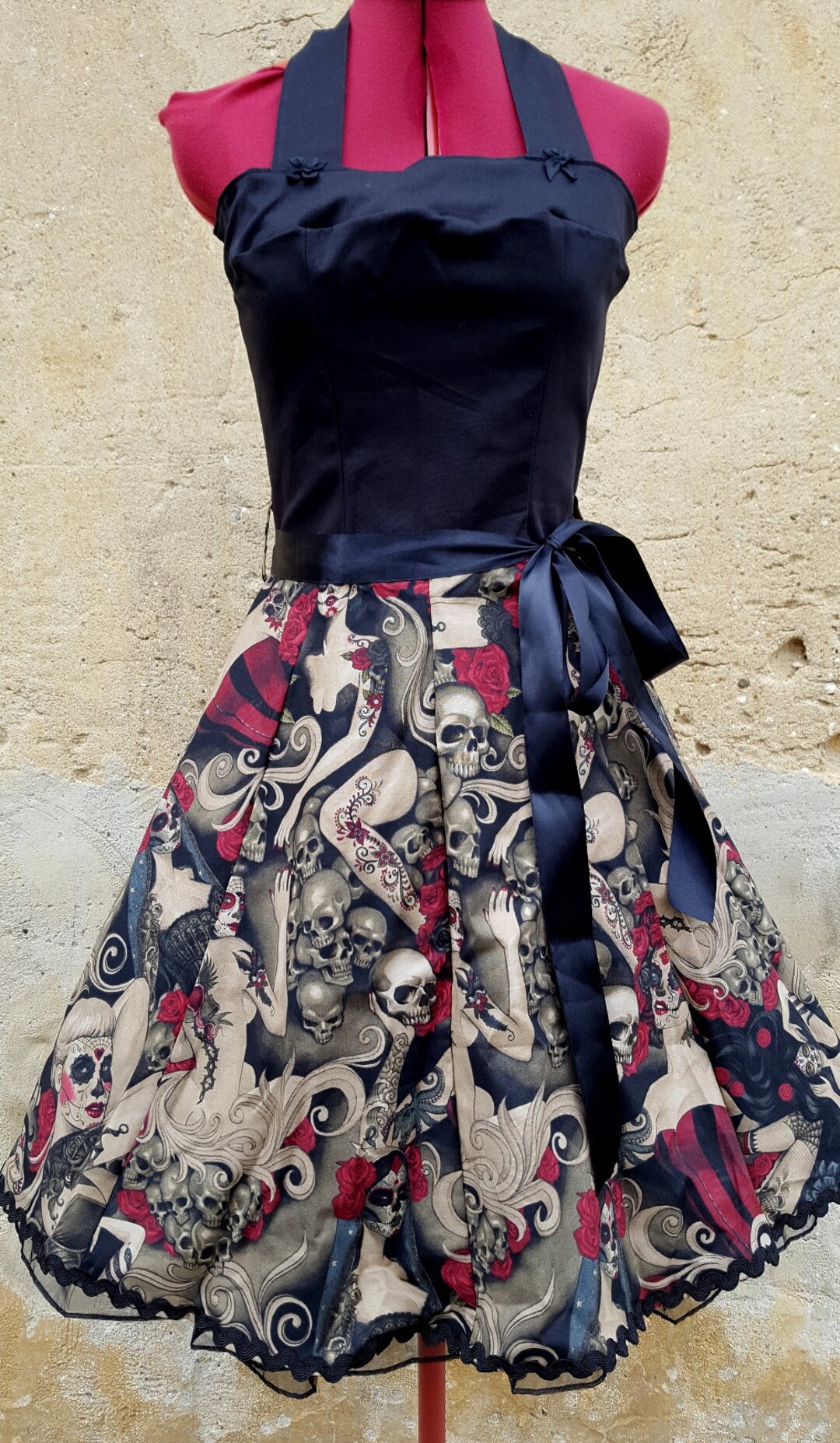 Rockabilly Dress Robe Mexican Day of the Dead Sugar Skulls Horror ...