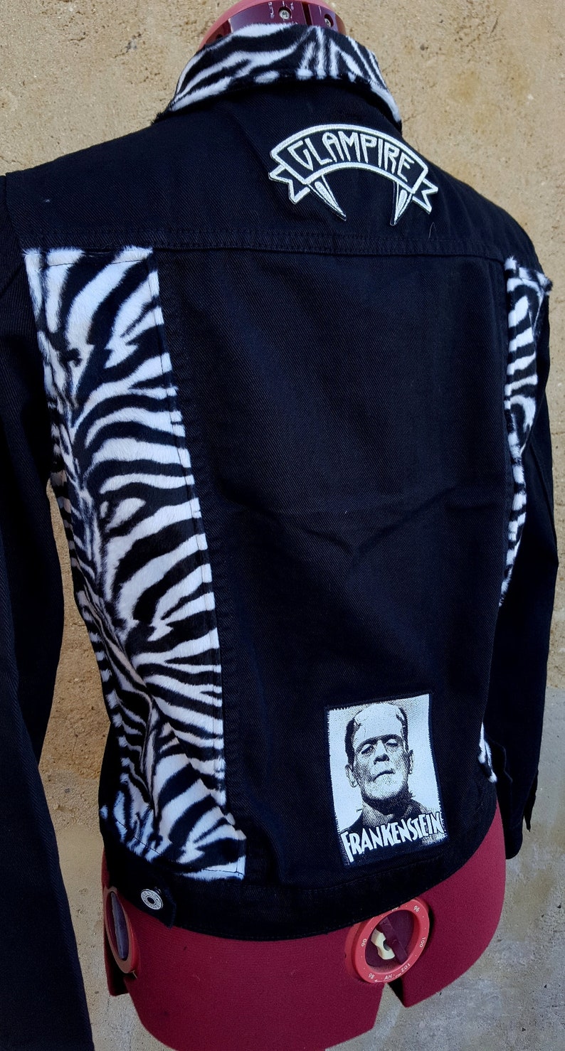 Jacket Psychobilly Punk Zombie Monster Frankenstein Zébré Leopard Skull ...
