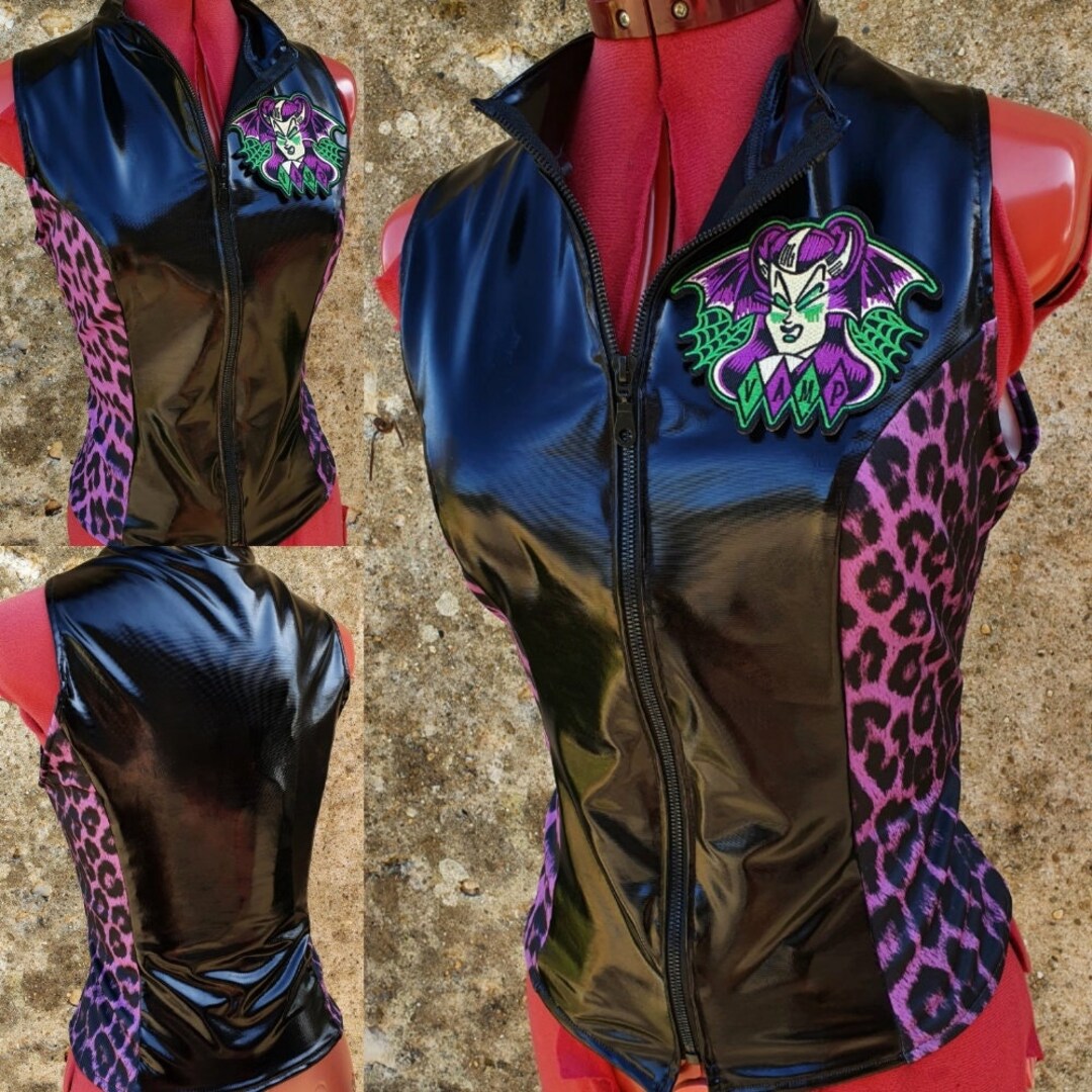 Jacket Psychobilly Punk Rock Leopard Zebra Pvc Vinyl Fetish Horror ...