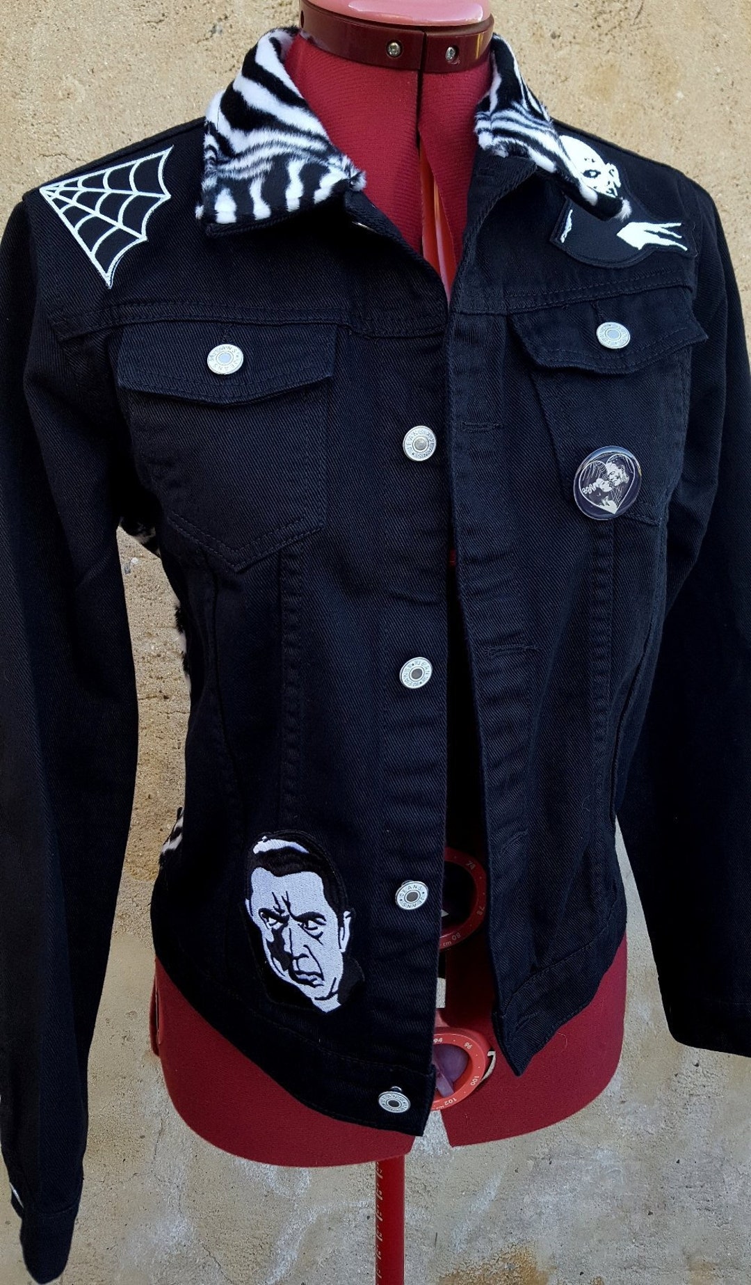 Jacket Psychobilly Punk Zombie Monster Frankenstein Zébré Leopard Skull ...
