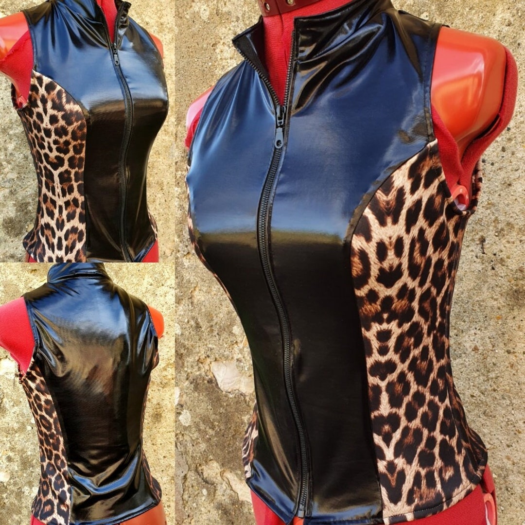 Jacket Psychobilly Punk Rock Leopard Zebra Pvc Vinyl Fetish Horror ...