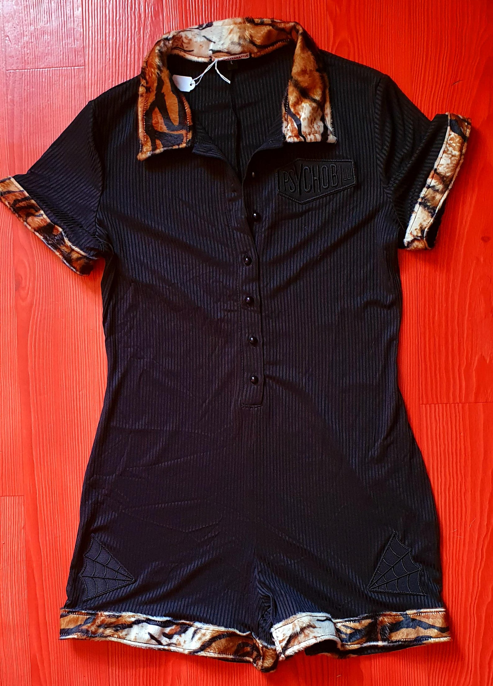 Rockabilly Combishort Playsuit Pin up Tattoo Psychobilly Leopard Punk ...