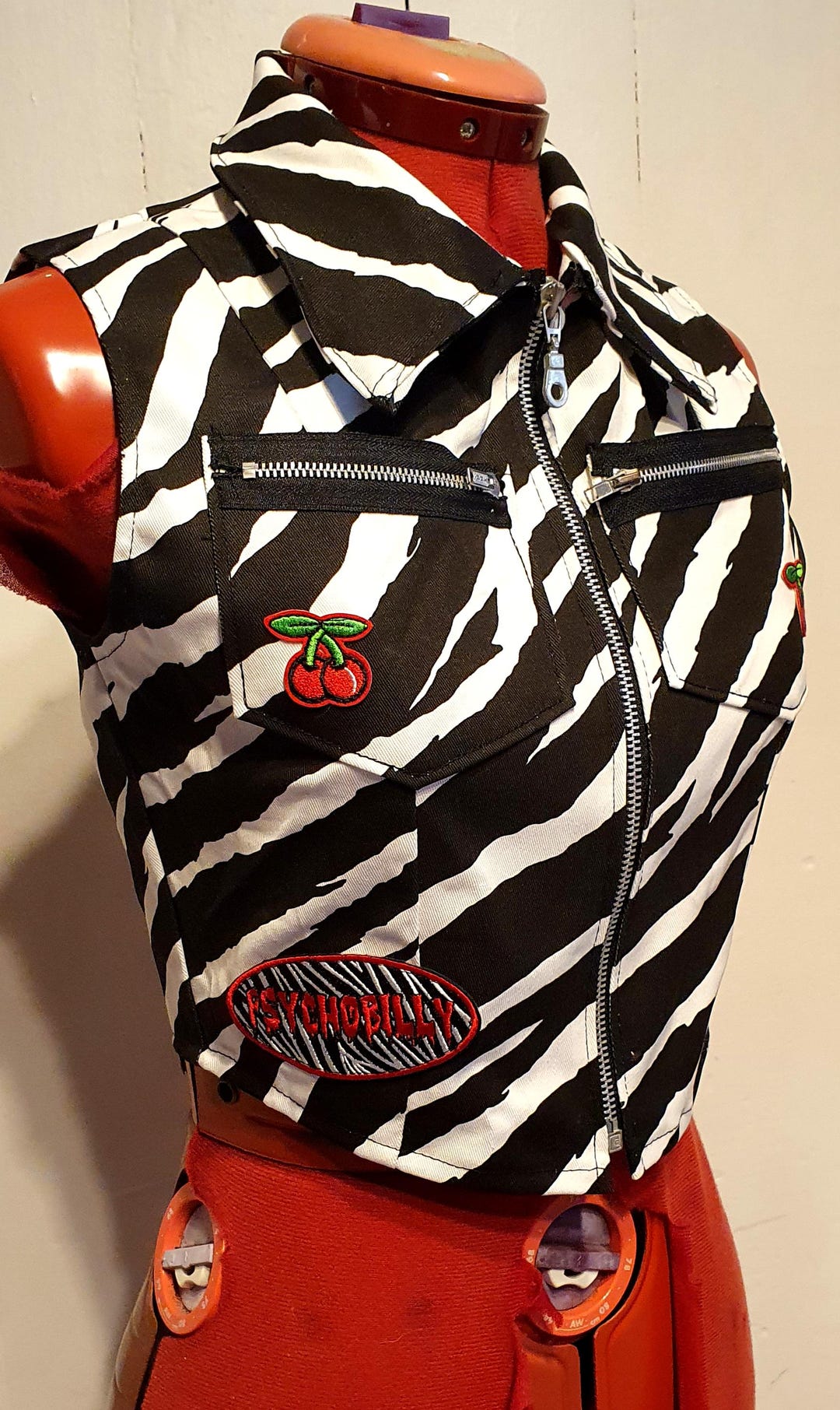 Jacket Psychobilly Punk Rock Leopard Zebra Pvc Vinyl Fetish Horror ...
