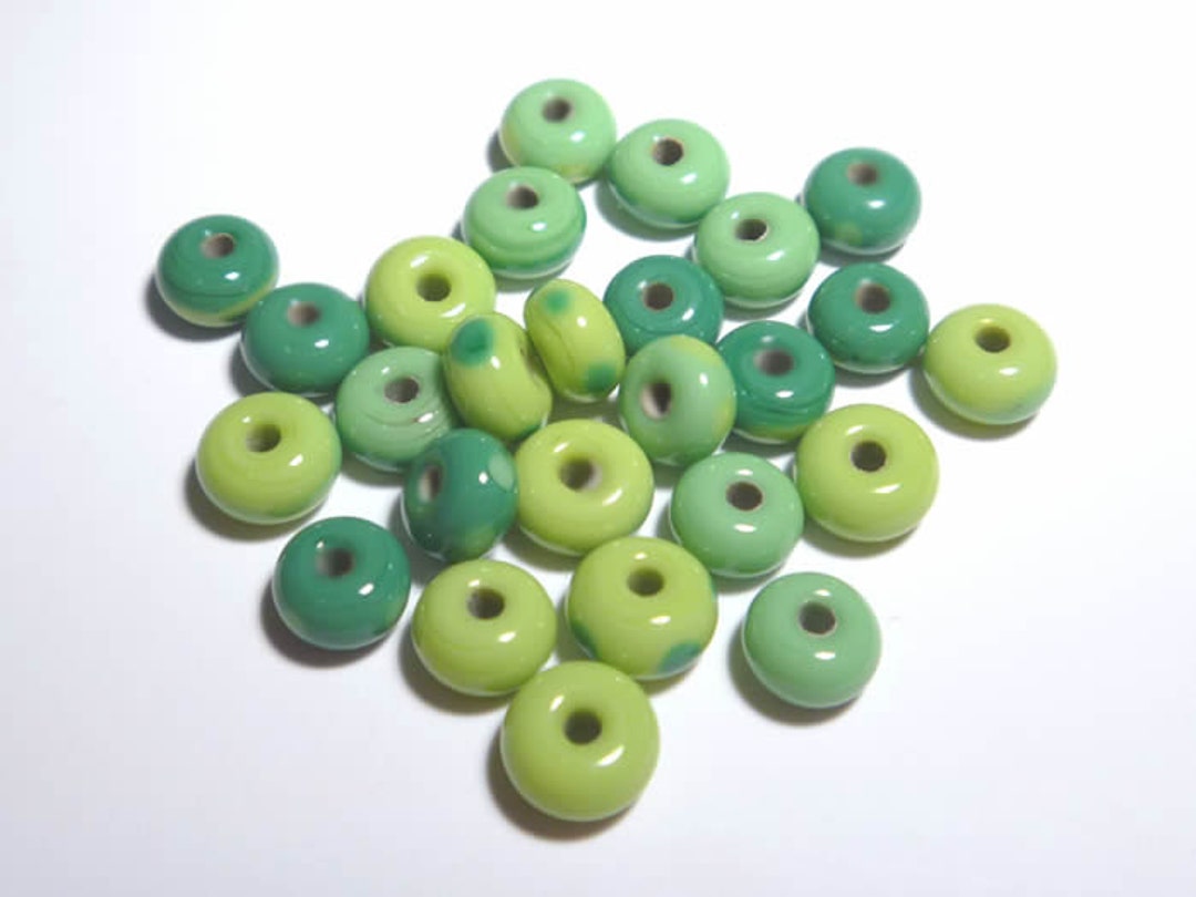 Handmade Green Lampwork Seed Beads: Tiny Glass Beads, Set of 20 - Etsy