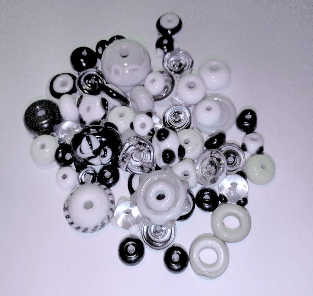 Black White MIX 50 Beads Various Shades of Black White Grey, More Mix ...