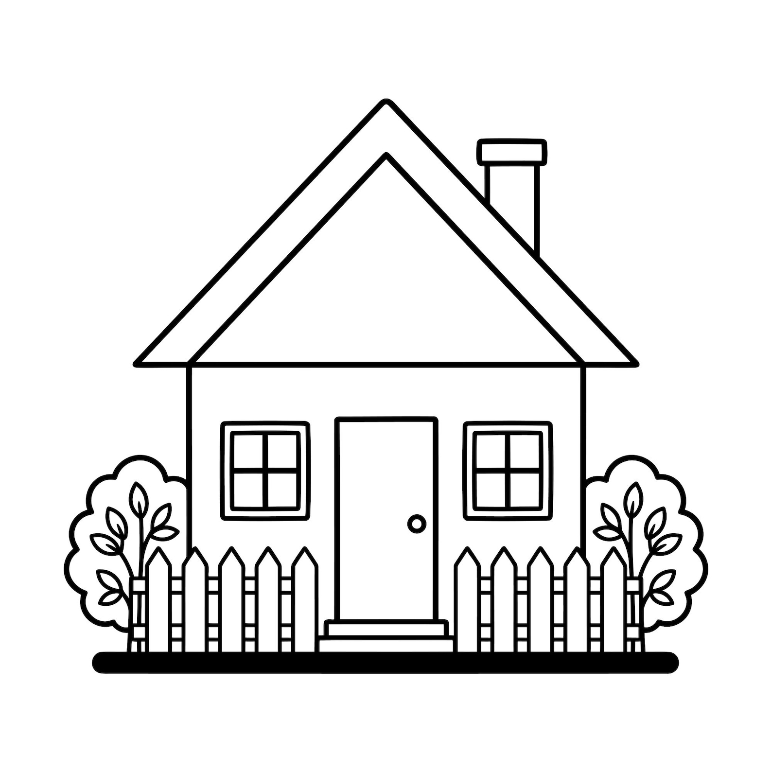 House Outline Svg, Line Art Vector Bblack and White for Cricut, Vector ...