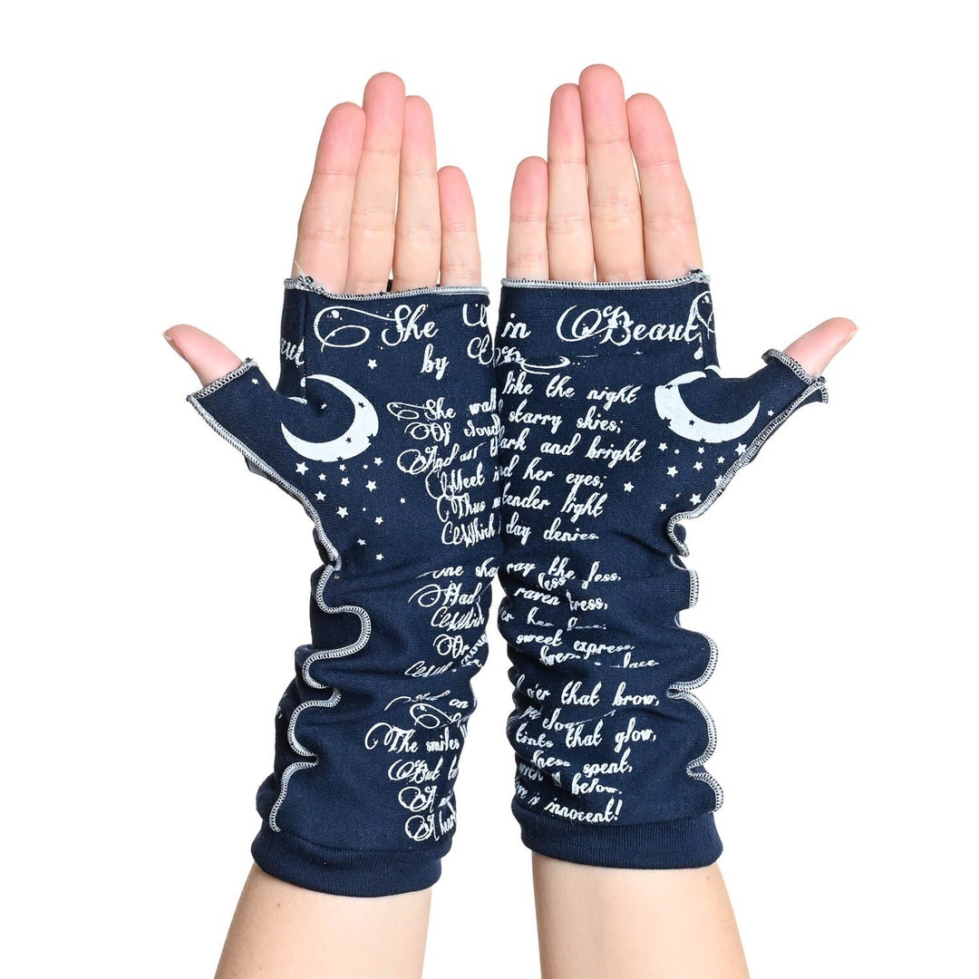 She Walks in Beauty Writing Gloves - Fingerless Gloves, Lord Byron, Arm ...