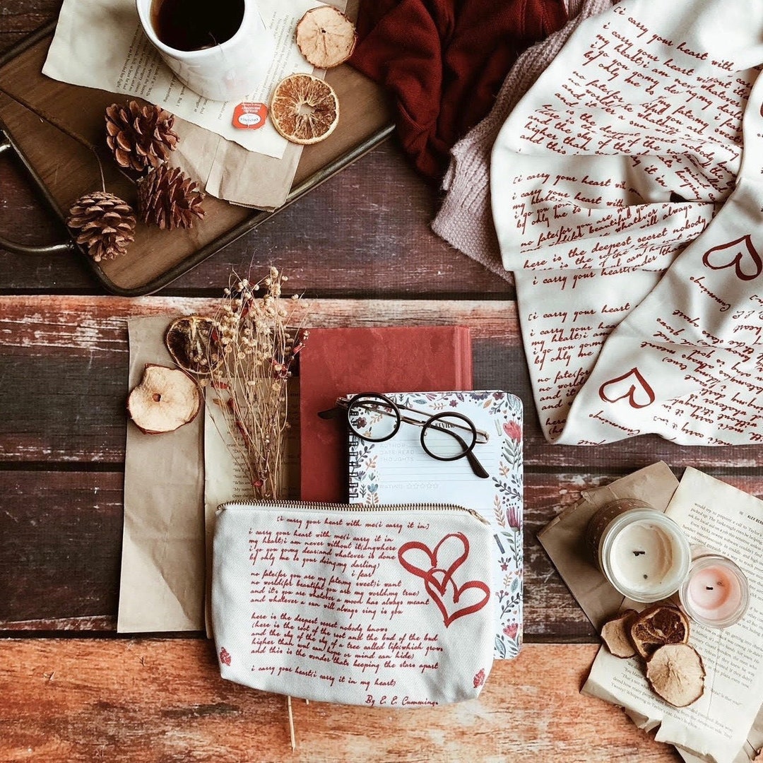 I Carry Your Heart Book Pouch Makeup Bag, Pencil Case, E. E. Cummings ...