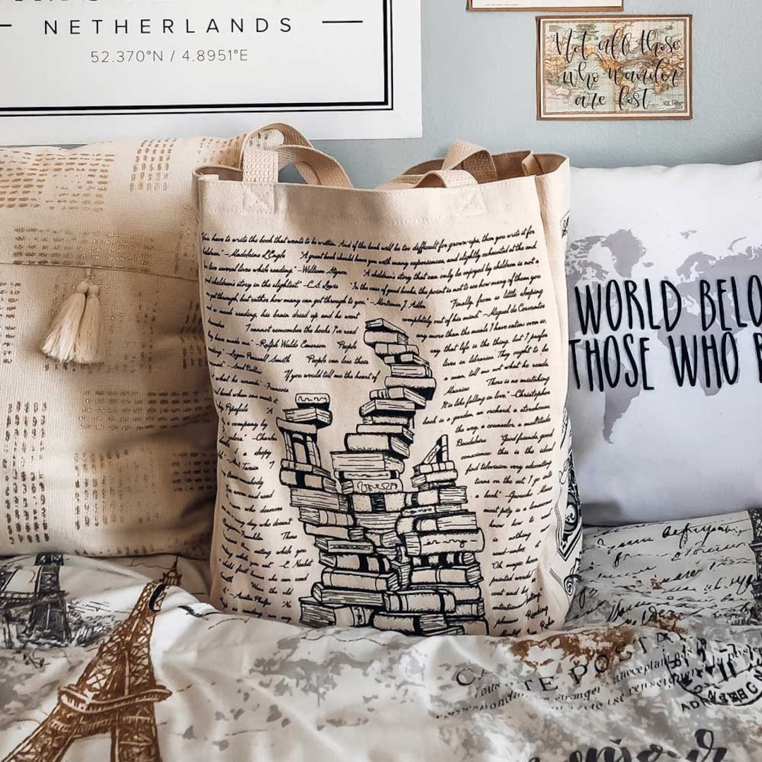 Commit to Lit Book Tote - Quotes, Tote Bag, Literary, Teacher Gift ...