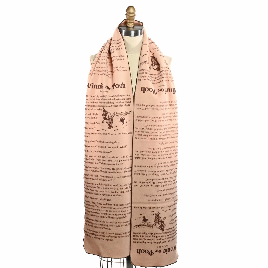 Winnie-the-pooh Italian Wool Scarf - A. A. Milne, Light Brown and Dark ...