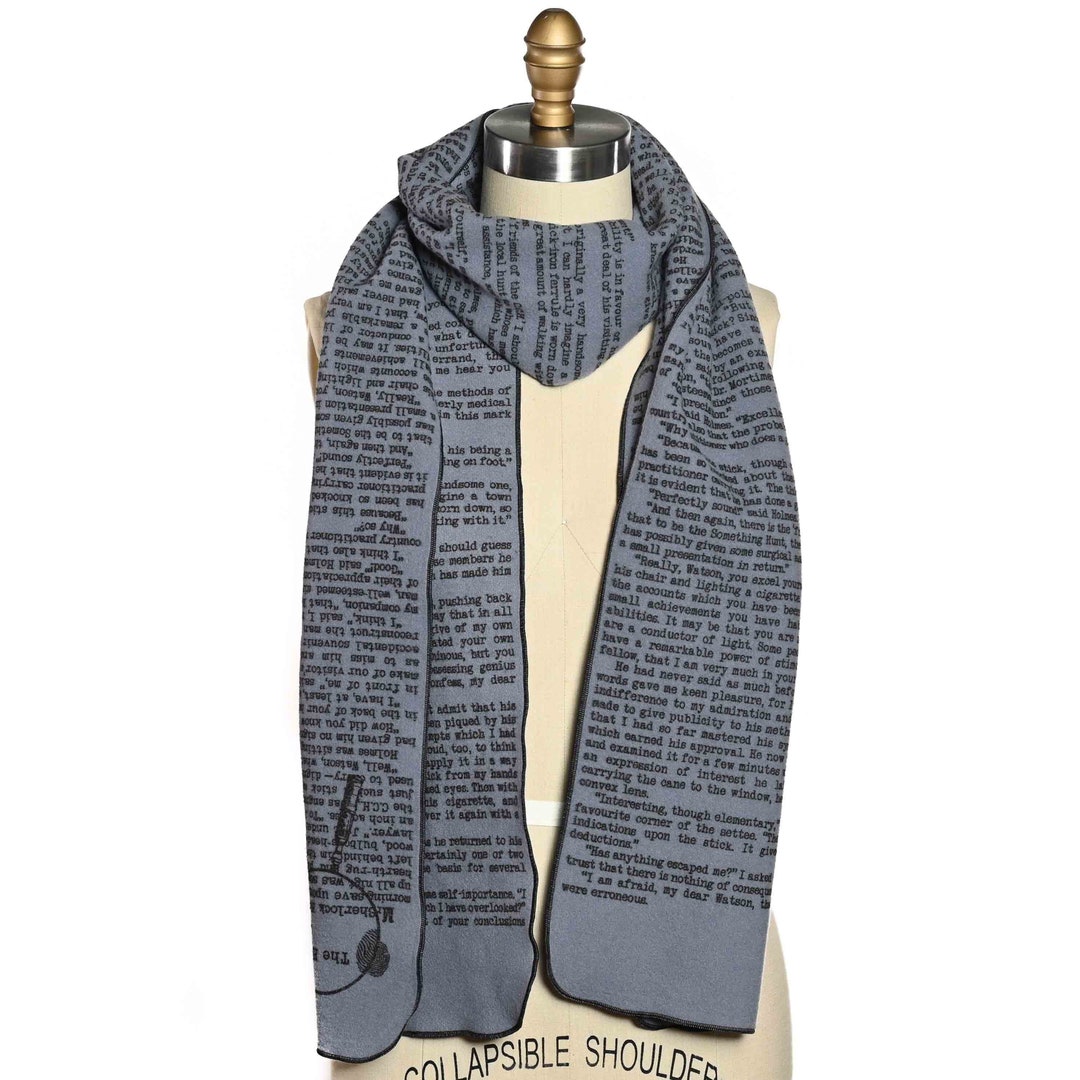 Sherlock Holmes Italian Wool Scarf - Sir Arthur Conan Doyle, Grey and ...