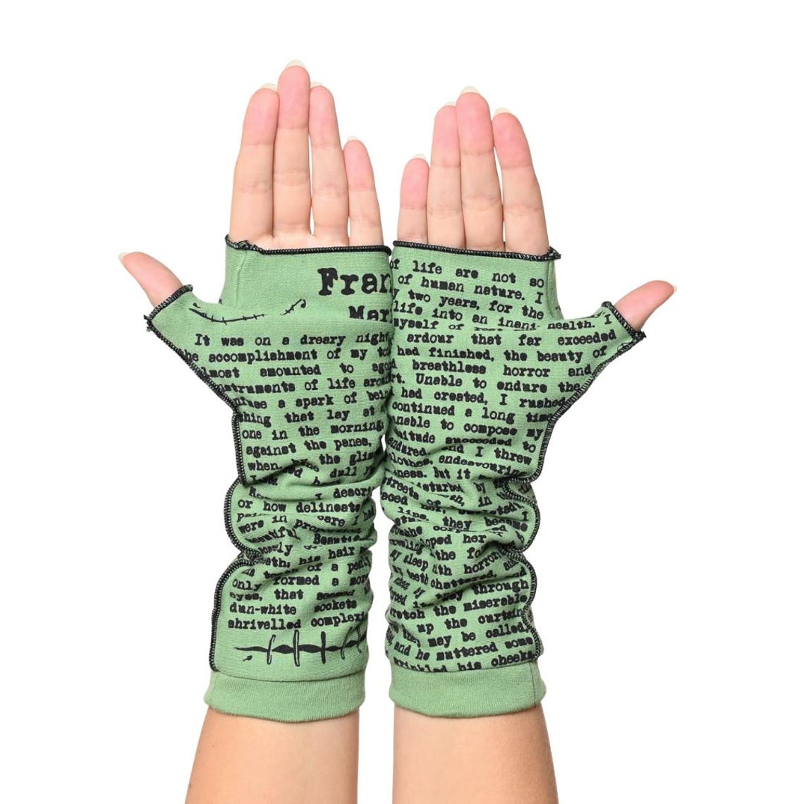 Frankenstein Writing Gloves – Cotton Knit Fingerless Arm Warmers - Etsy
