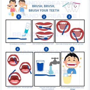 Teeth Brushing Routine – Visual Guide for Toddlers, Autism, PDA ...