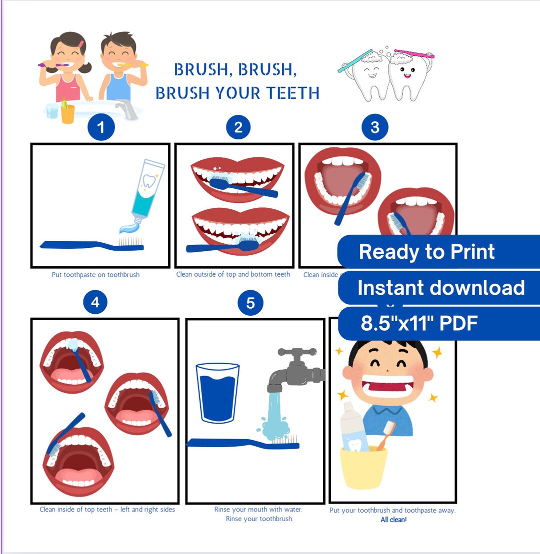 Teeth Brushing Routine – Visual Guide for Toddlers, Autism, PDA ...