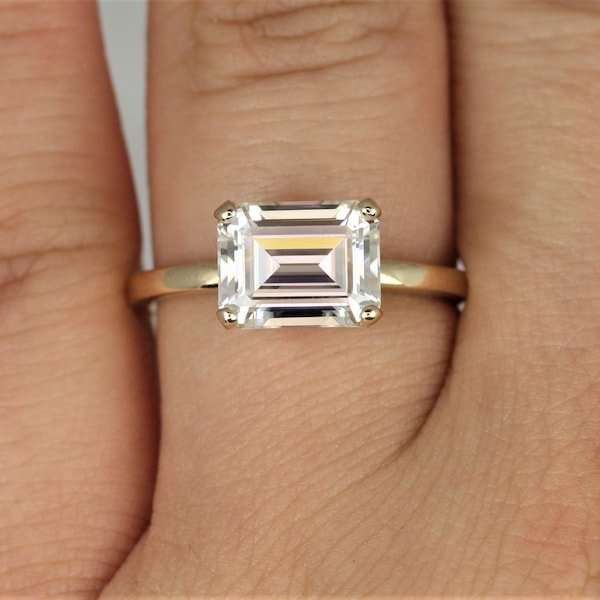Emerald Cut East West Diamond Ring - Etsy