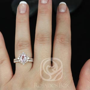 1.86cts Oval Blush Champagne Spinel Diamonds Star Halo Bridal Set,14kt ...