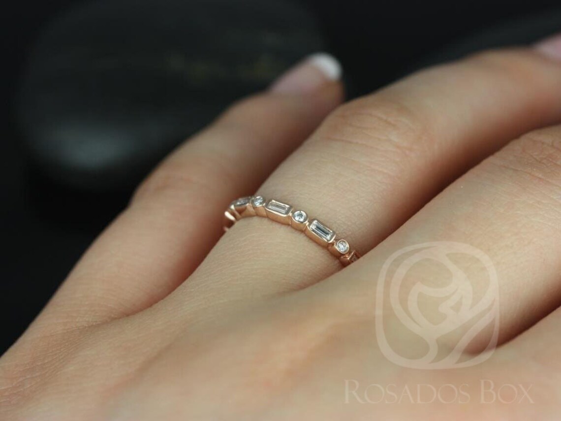 Ivanna 14kt Rose Gold Round & Baguette Diamonds WITHOUT Milgrain ...