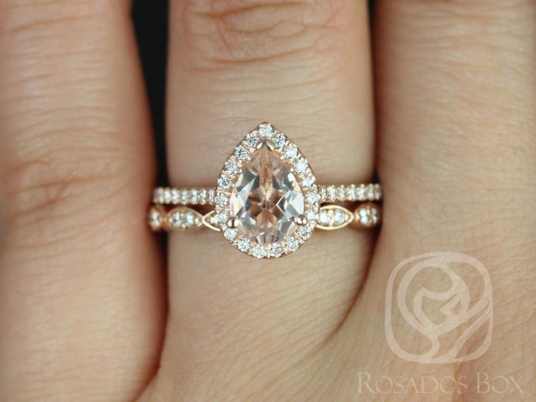 Tabitha 8x6mm & Christie 14kt Rose Gold Morganite Diamonds Art Deco ...
