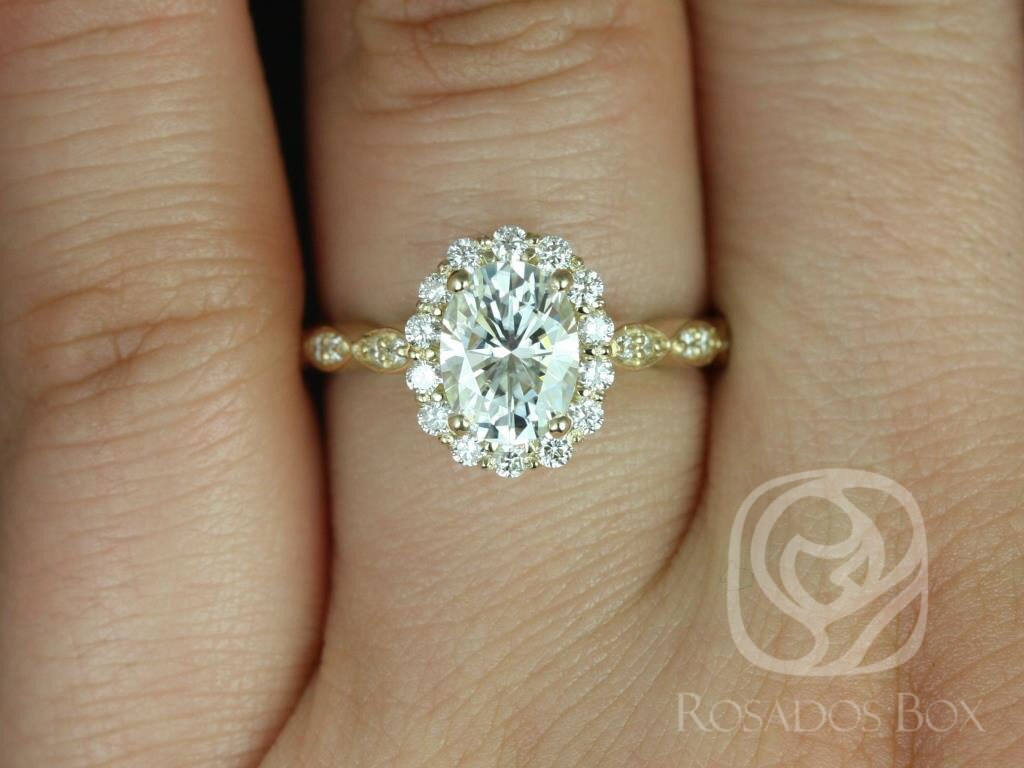 1.50ct Jubilee 8x6mm 14kt Gold Moissanite Diamond WITHOUT Milgrain Art ...