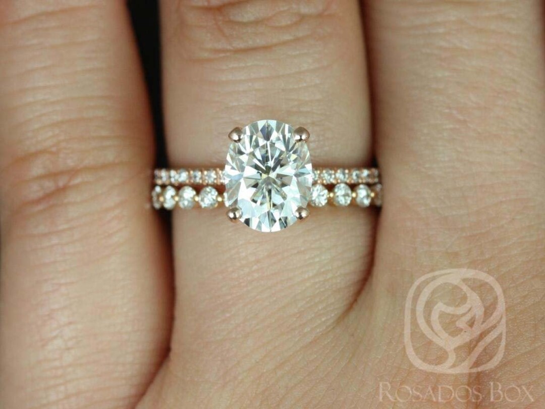 2ct Hillary 9x7mm & Naomi 14kt Moissanite Diamond Oval Solitaire Bridal ...