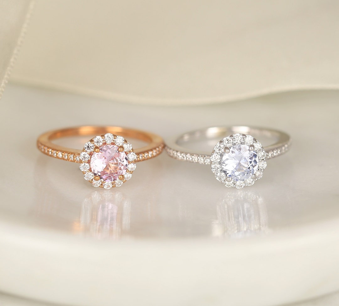 0.80ct Ready to Ship Marisol 14kt White Gold Icy Blue Sapphire Diamond ...