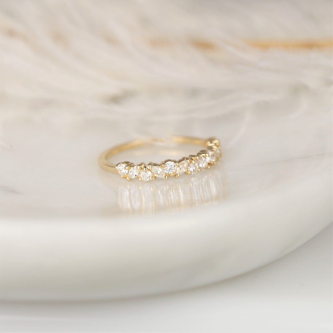 Rosemary 14kt Diamond Dainty HALFWAY Eternity Ring,anniversary Ring ...