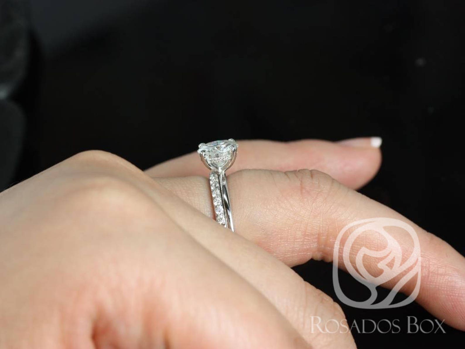 2ct Sandra 8mm & Tiffani 14kt White Gold Moissanite Diamond Dainty ...