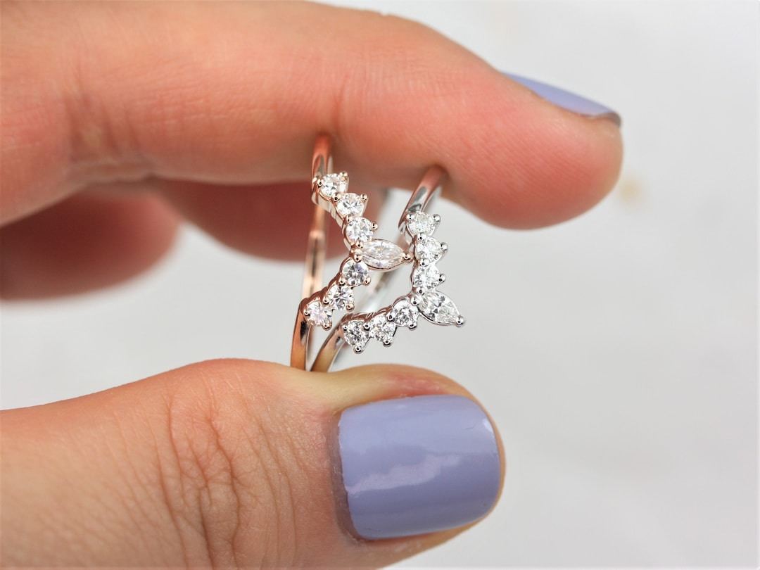 Marjorie 14kt Gold Tiara Diamond Nesting Ring,curved Wedding Ring ...