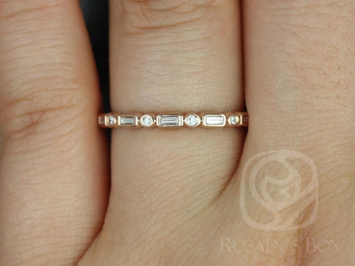 Ivanna 14kt Rose Gold Round & Baguette Diamonds WITHOUT Milgrain ...