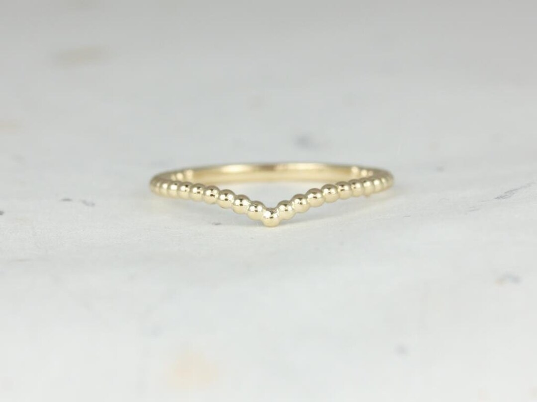 Anillo Bodhi Chevron de oro de 14 kt, anillo de cuentas apilables ...