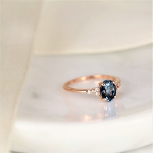1.71ct Ready to Ship Maddy 14kt Rose Gold Ocean Teal Sapphire Diamond ...