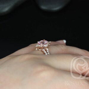 1.86cts Oval Blush Champagne Spinel Diamonds Star Halo Bridal Set,14kt ...