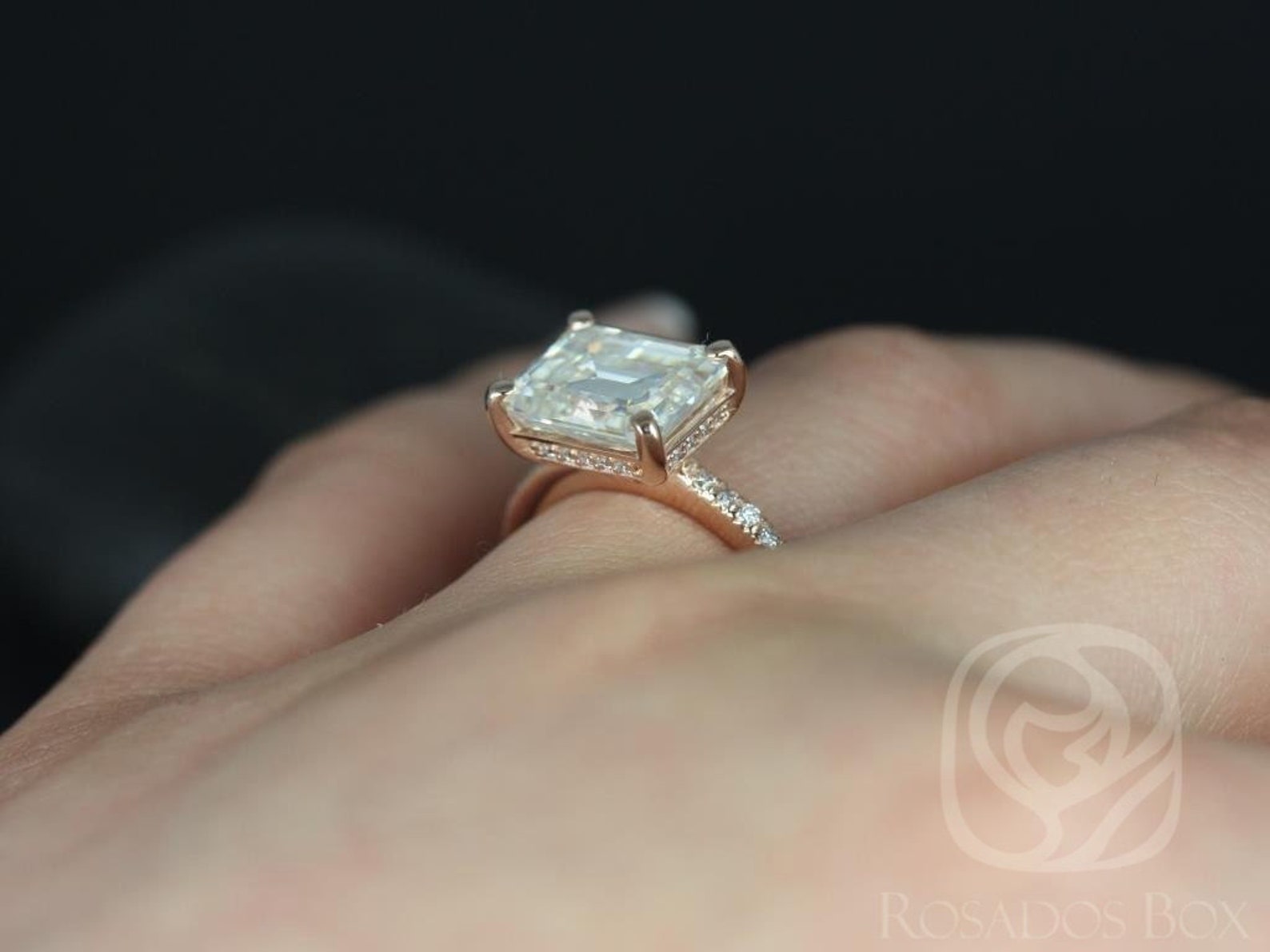 3.90ct Becca 10x8mm 14kt Rose Gold Moissanite Diamond Pave East West ...