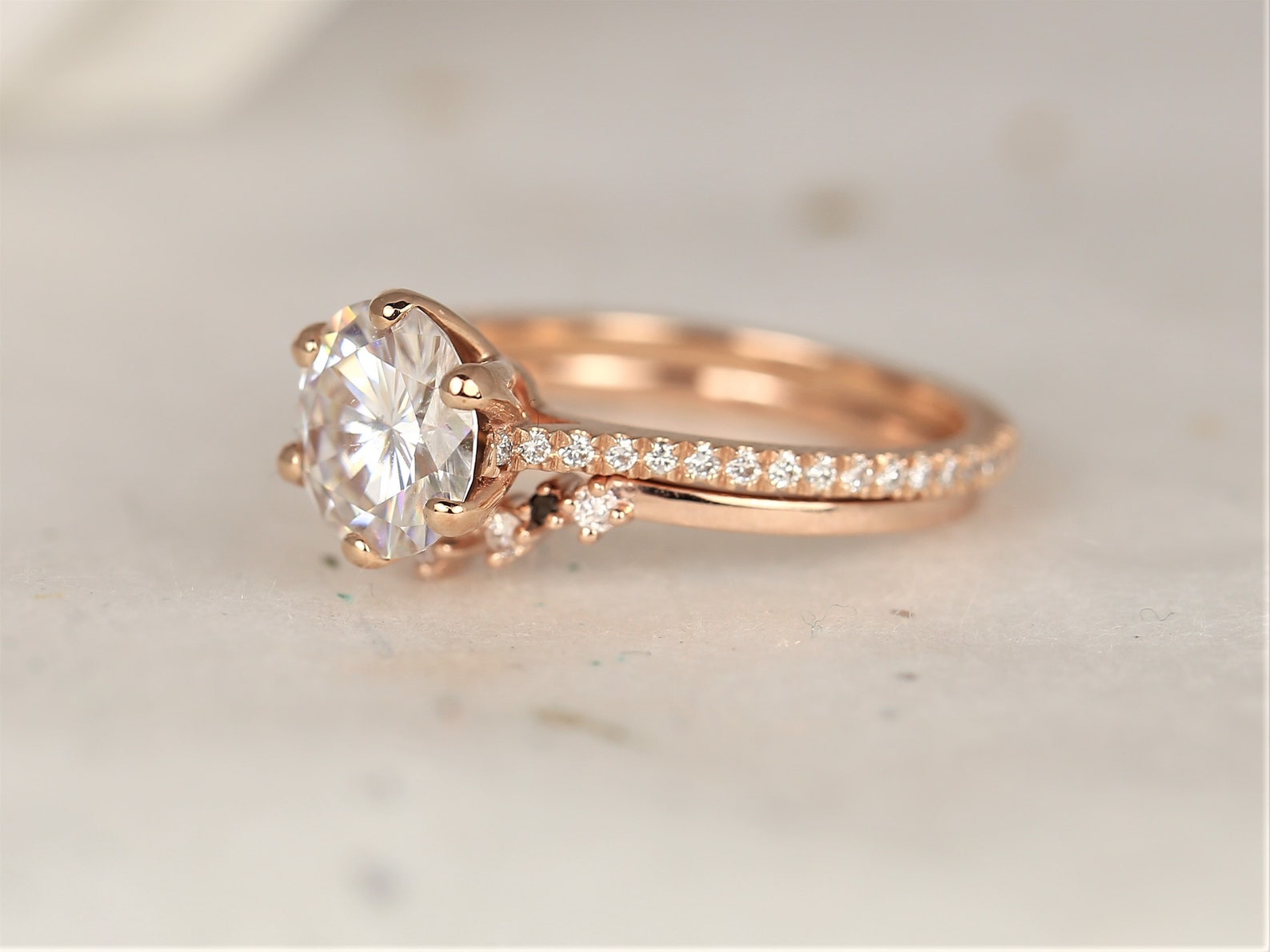 Remy 14kt Rose Gold Dainty Crown Tiara Scattered Cluster Black | Etsy