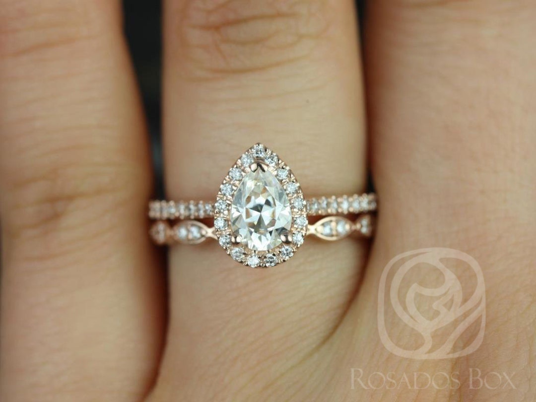 0.75cts Tabitha 7x5mm & Christie 14kt Rose Gold Moissanite Diamonds ...