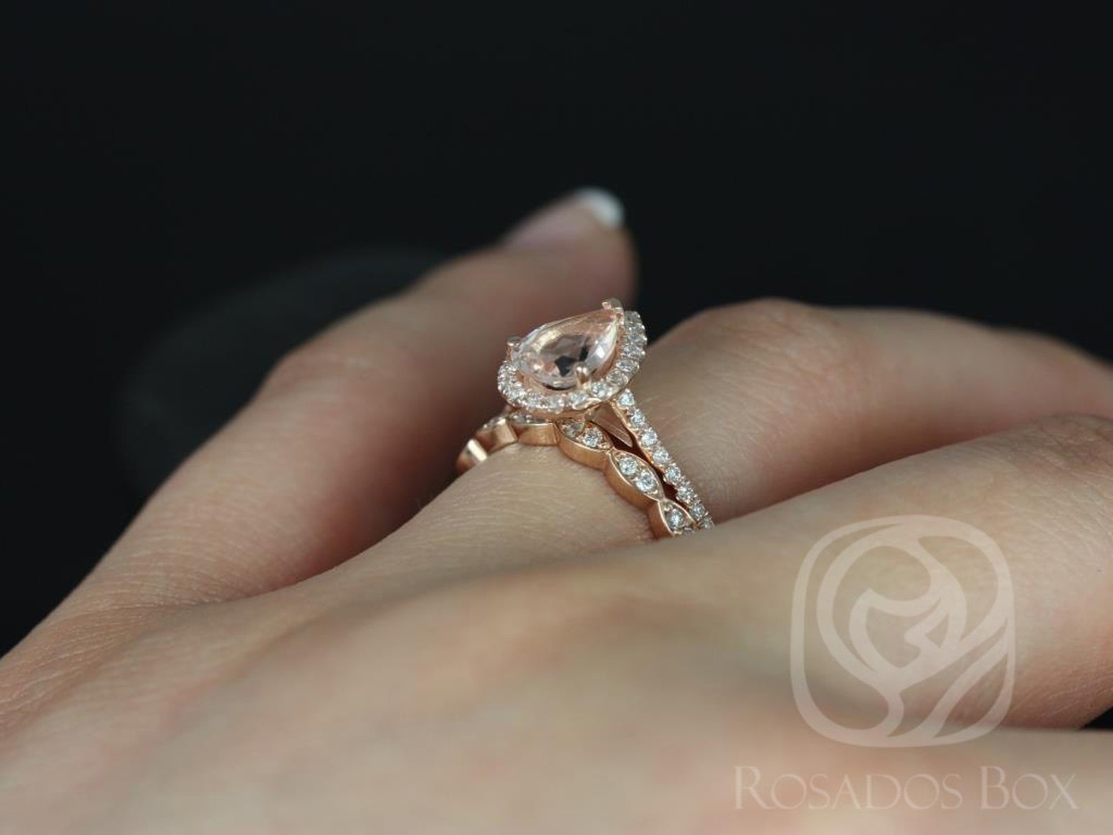 Tabitha 8x6mm & Christie 14kt Rose Gold Morganite Diamonds Art Deco ...