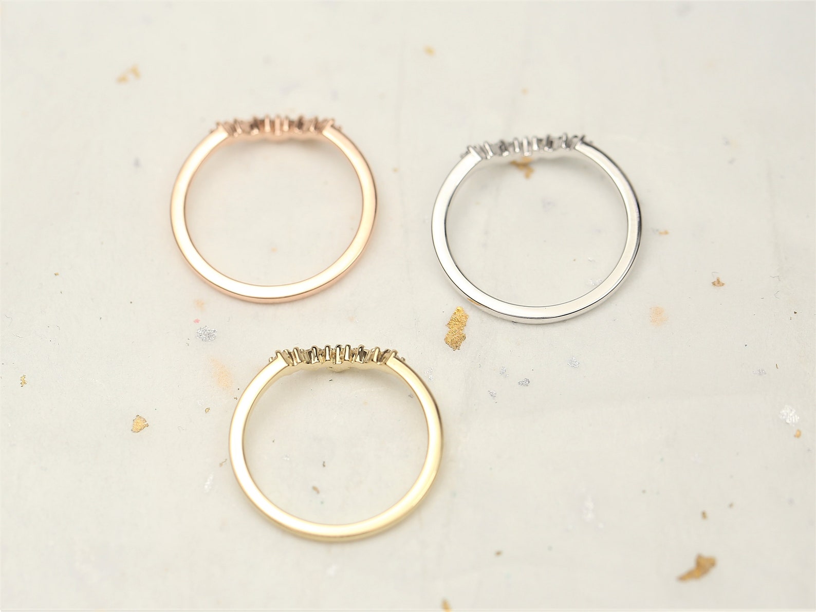 Remy 14kt Rose Gold Dainty Crown Tiara Scattered Cluster Black | Etsy