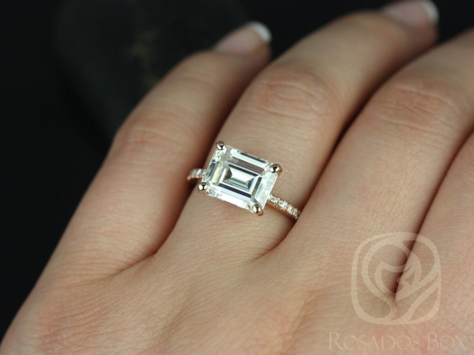 3.90ct Becca 10x8mm 14kt Rose Gold Moissanite Diamond Pave East West ...