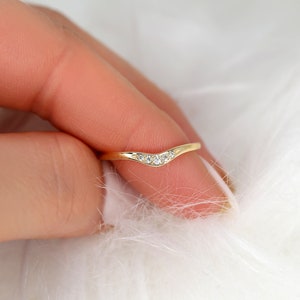 Artemis 14kt Gold Pave Curved Ring,diamond Stacking Ring,nesting Ring,unique Wedding Ring,gift ...