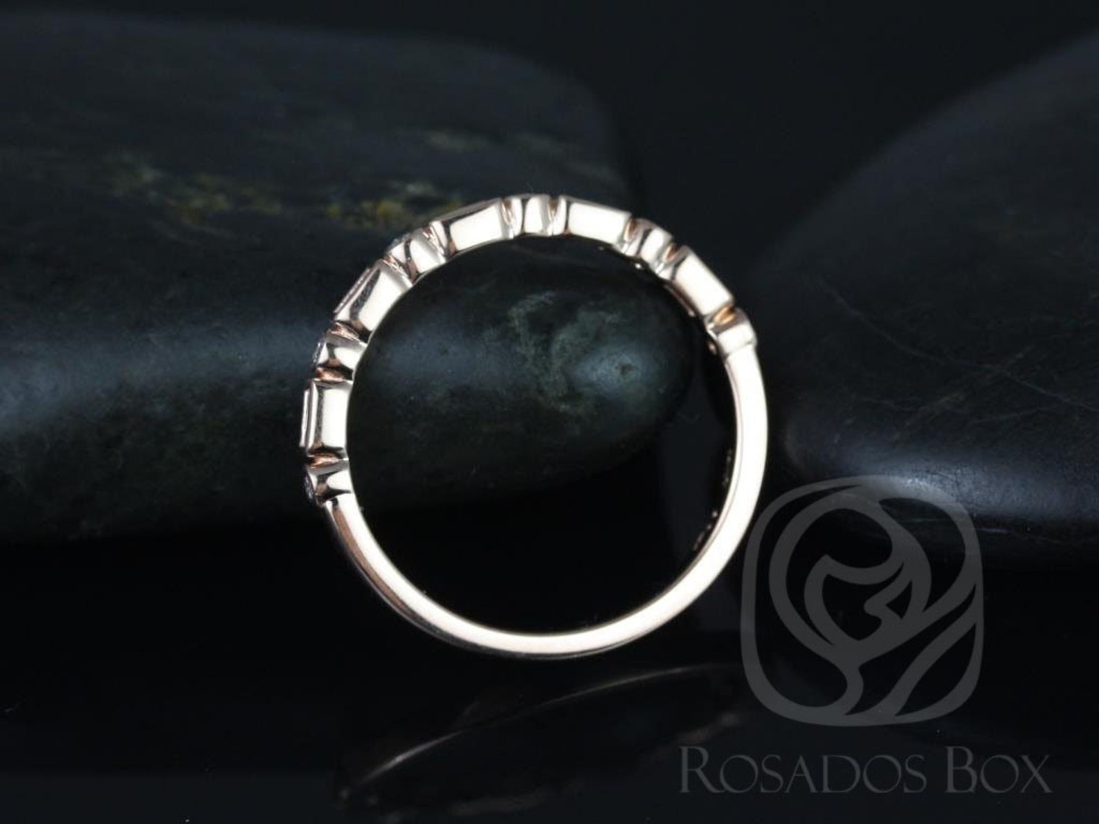 Ivanna 14kt Rose Gold Round & Baguette Diamonds WITHOUT Milgrain ...