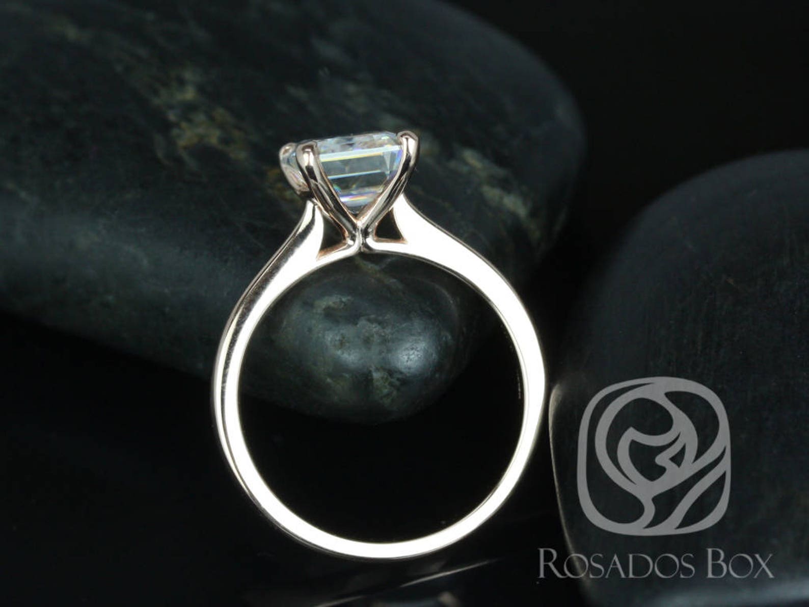 2.60ct Skinny Norma 9x7mm 14kt Rose Gold Forever One Moissanite Dainty ...