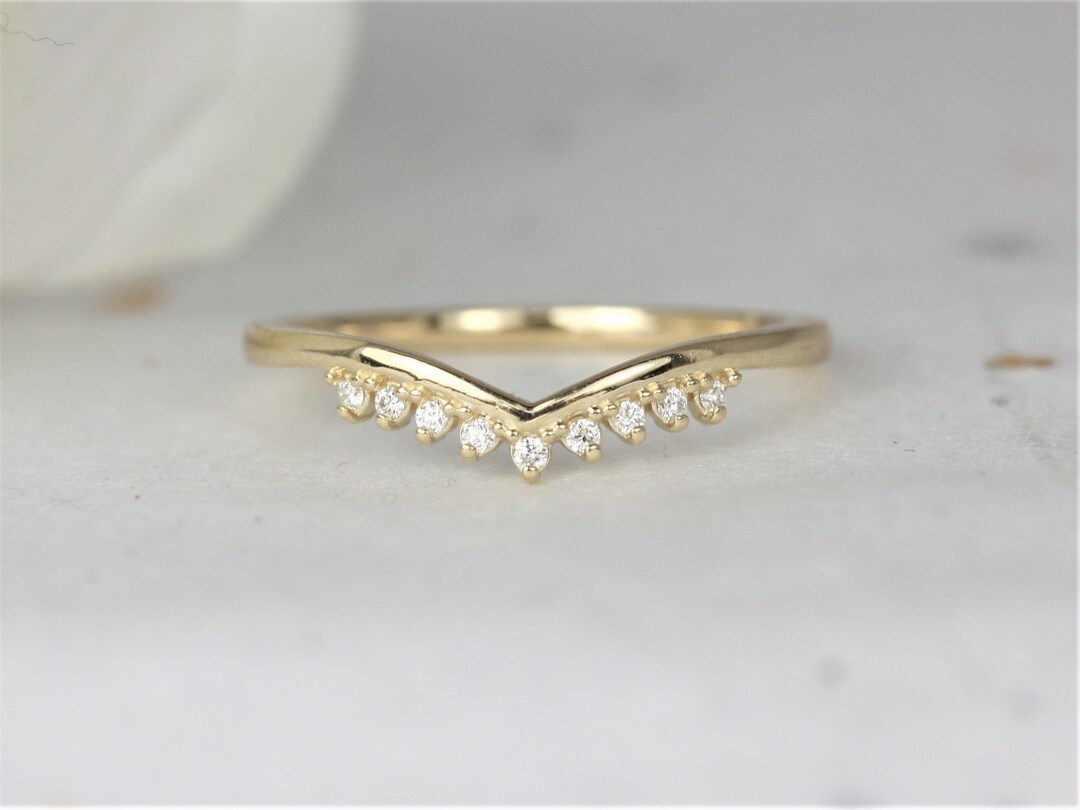 Lonnie 14kt Gold Dainty Crown Tiara Ring,v Ring,chevron Diamond Ring ...