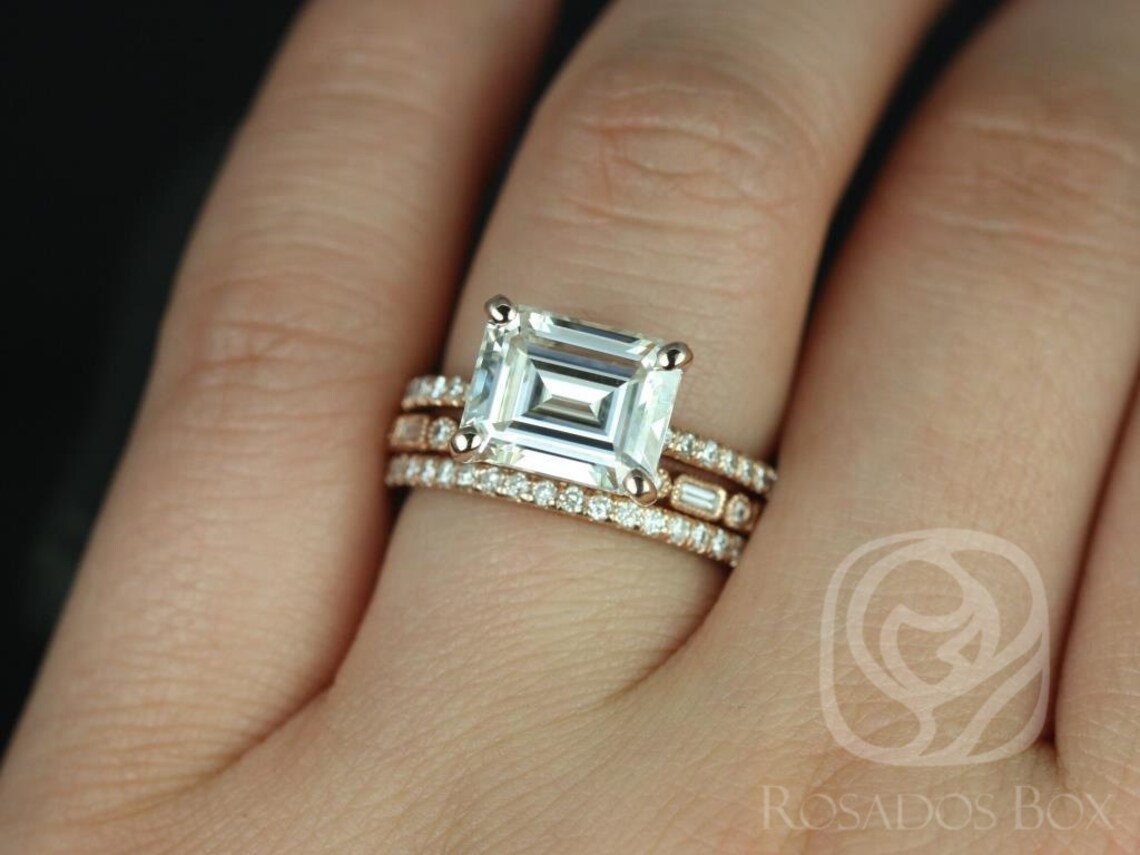 Becca 10x8mm & Ivanna 14kt Rose Gold Emerald Forever One - Etsy