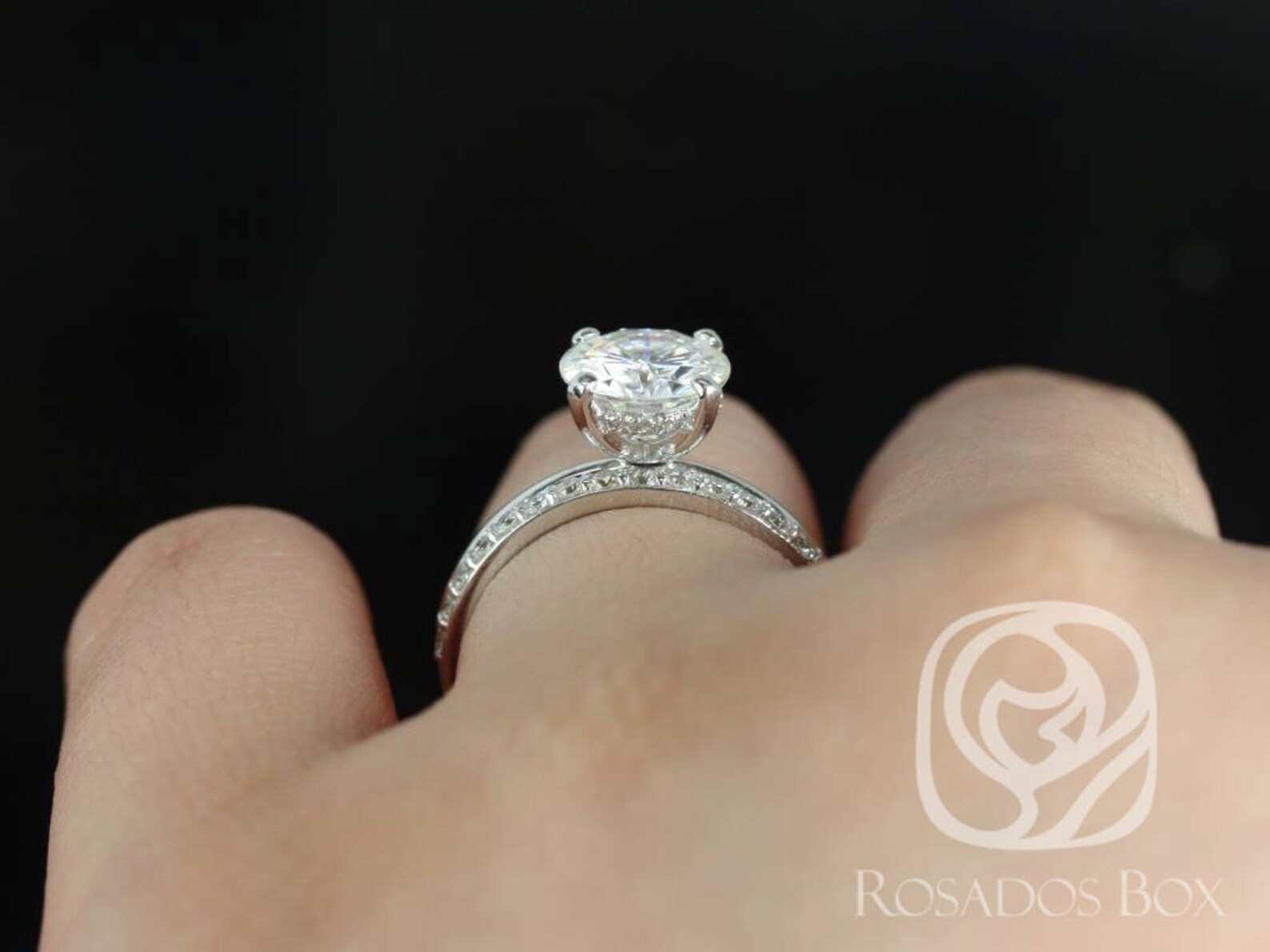 2ct Sandra 8mm & Tiffani 14kt White Gold Moissanite Diamond Dainty ...