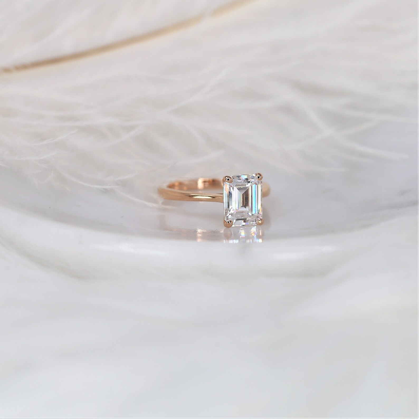 2.60ct Skinny Norma 9x7mm 14kt Rose Gold Forever One Moissanite Dainty ...