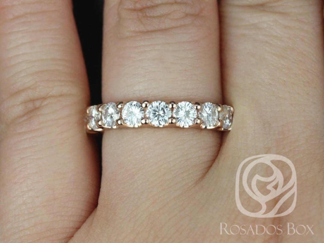 Cori 3.5mm 14kt Moissanite HALFWAY Eternity Ring,moissanite Eternity ...